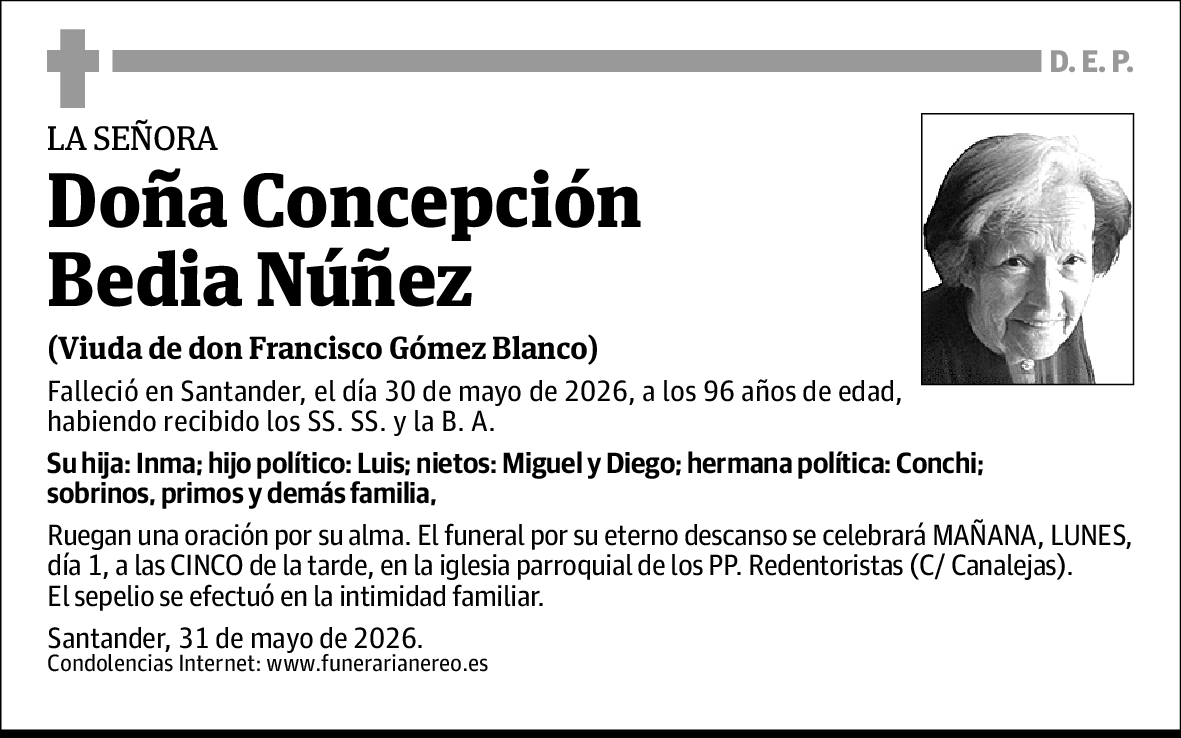 Concepcion Bedia Nuñez | Esquela | El Diario Montañés