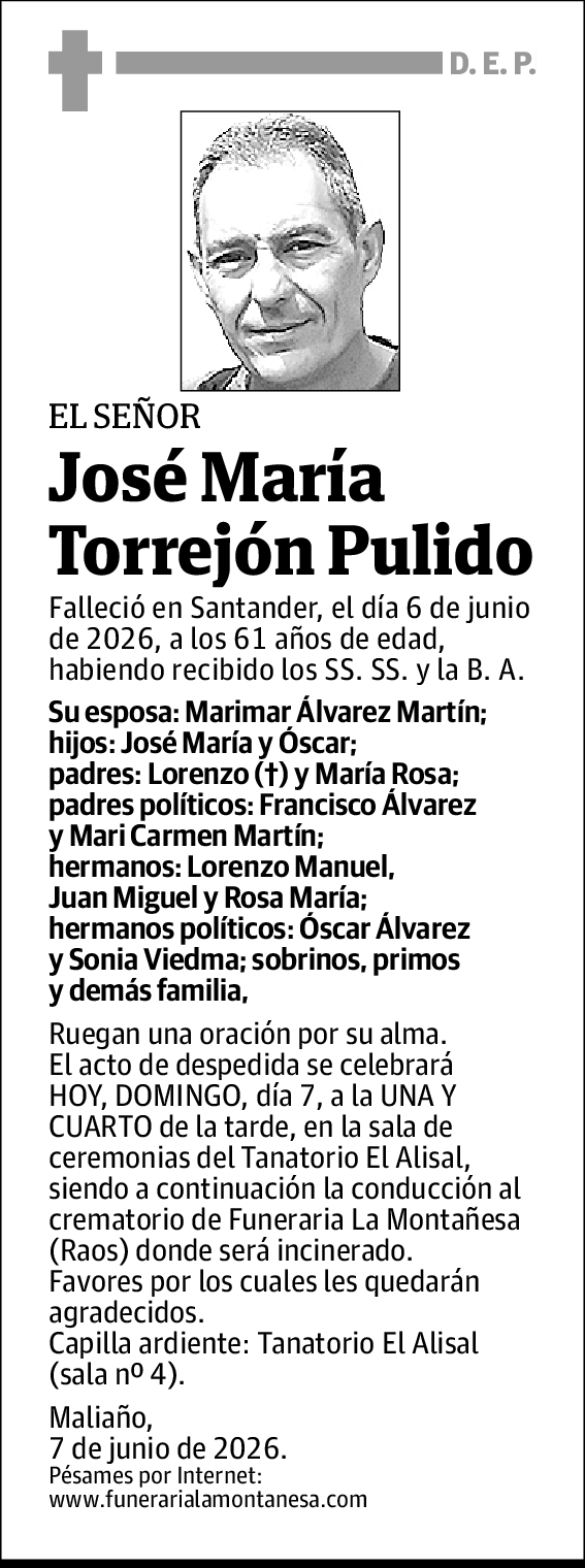 José María Torrejón Pulido | Esquela | El Diario Montañés
