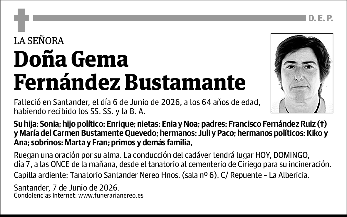 Gema Fernández Bustamante | Esquela | El Diario Montañés
